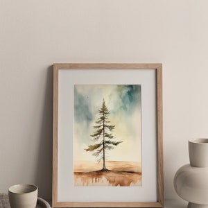 Pine Tree Watercolor Art Print Misty Forest Poster Minimalist Wall Art ...