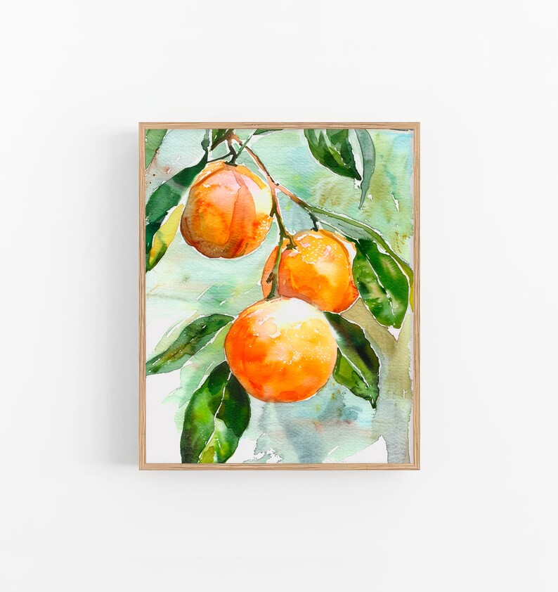 Orange Fruit Watercolor Painting Food Watercolor Art Print Kitchen Wall ...