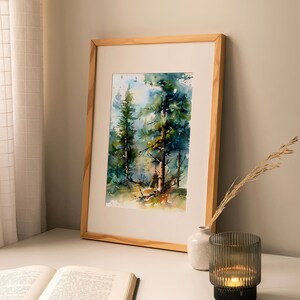 Pine Forest Watercolor Painting Pine Trees Art Print Colorado Forest ...