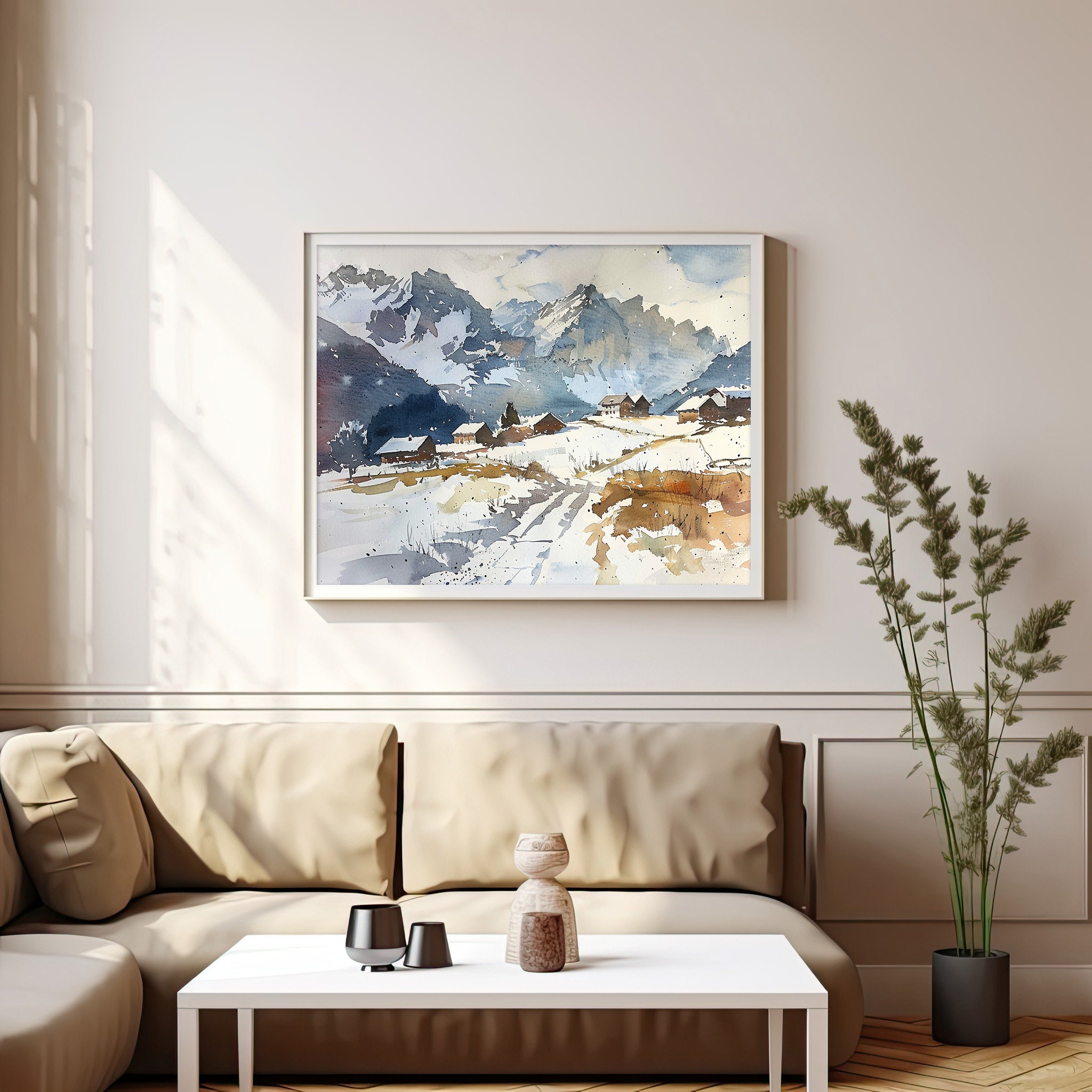 Pennine Alps Mountains Watercolor Art Print Alps Landscape Painting ...
