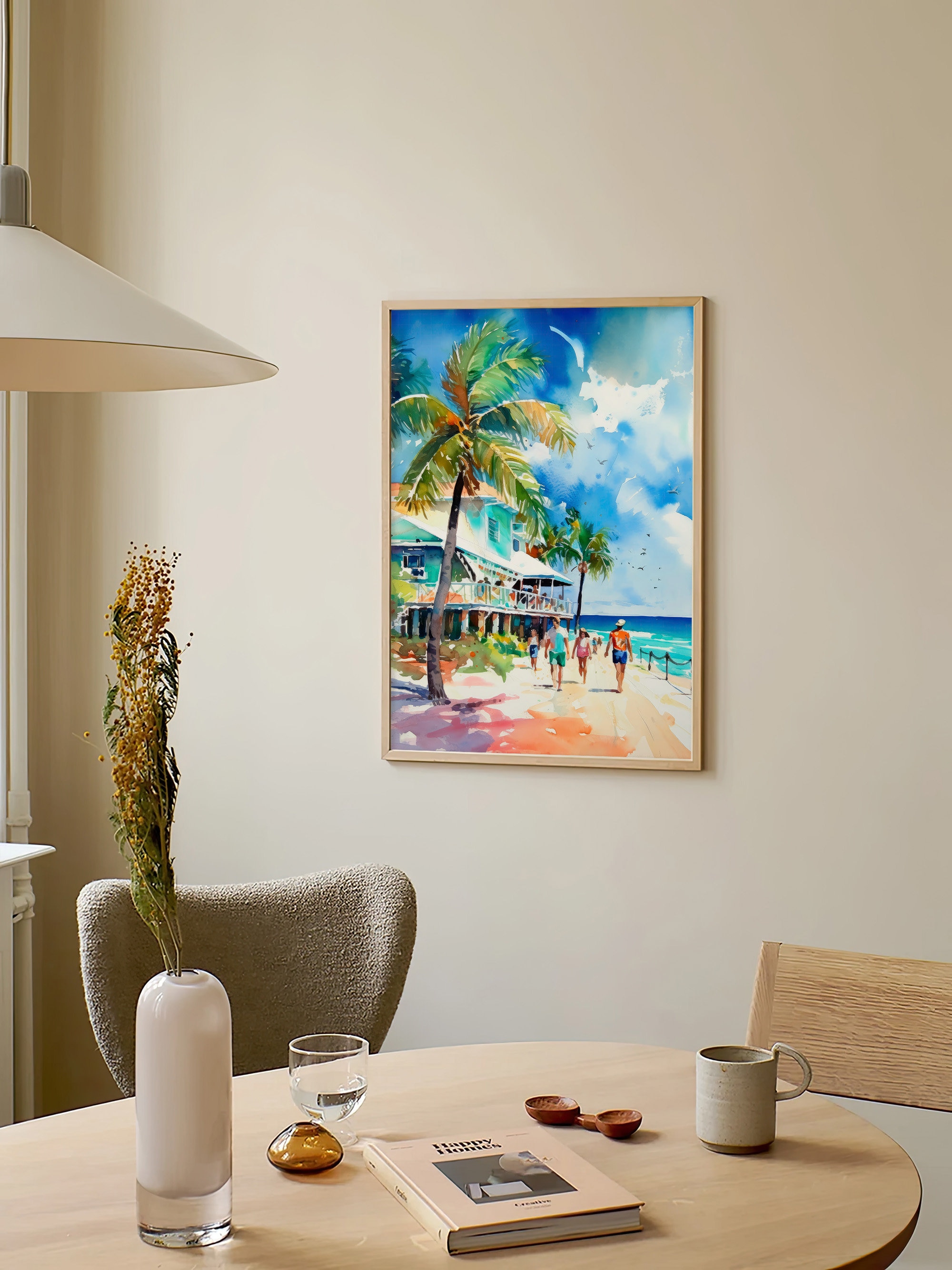 Siesta Key Beach Painting Florida Watercolor Art Print Palm Trees ...