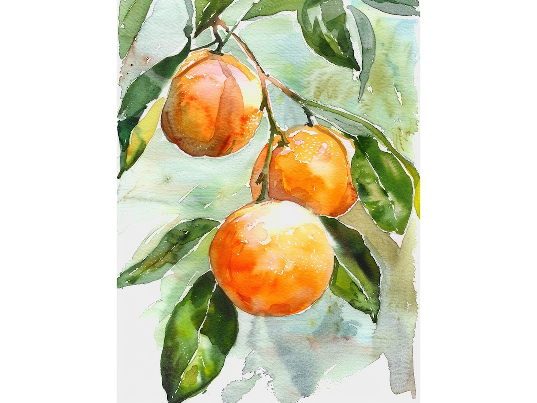 Orange Fruit Watercolor Painting Food Watercolor Art Print Kitchen Wall ...