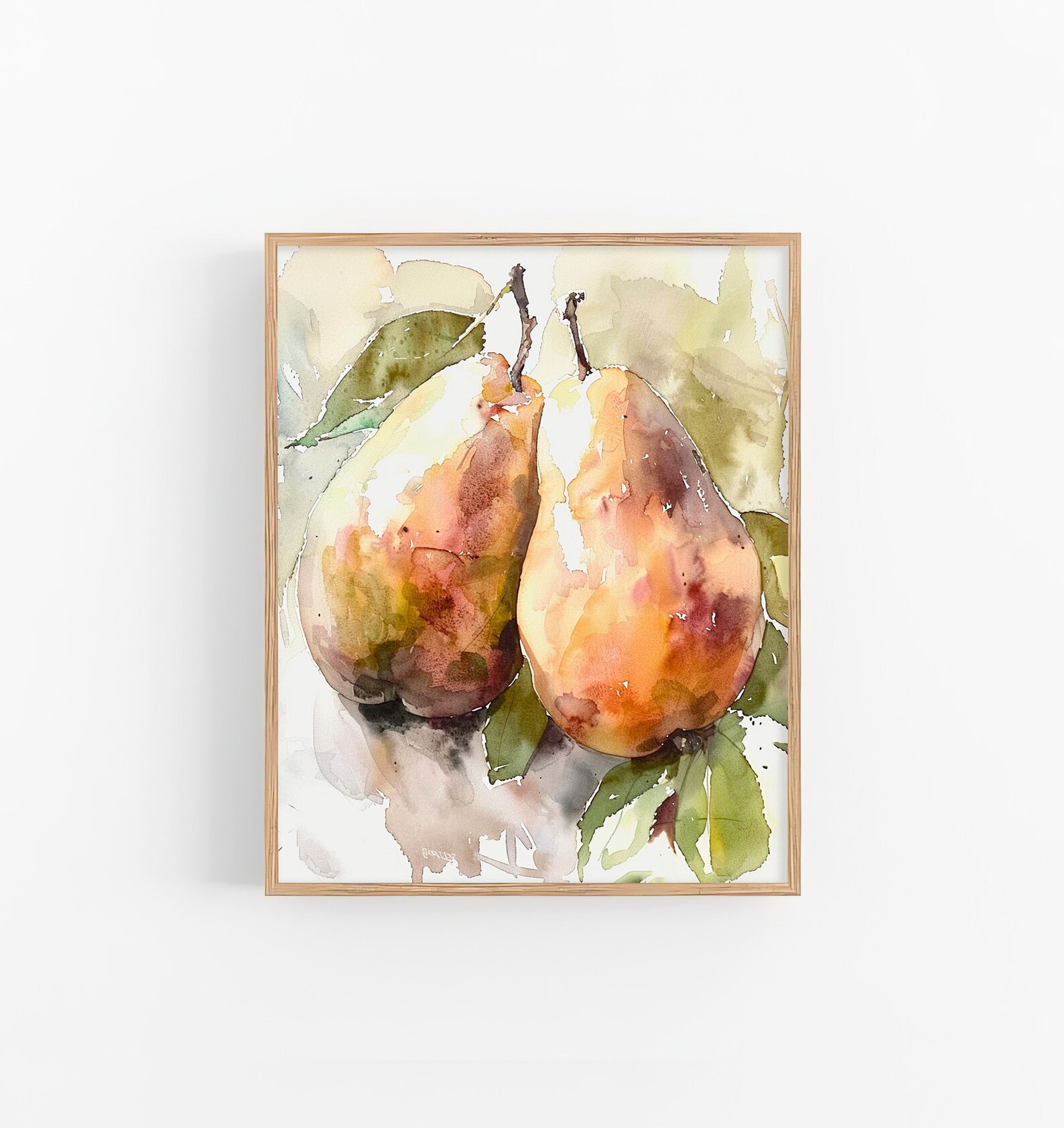 Pears Watercolor Painting Fruits Artwork Rustic Kitchen Wall Art Print ...