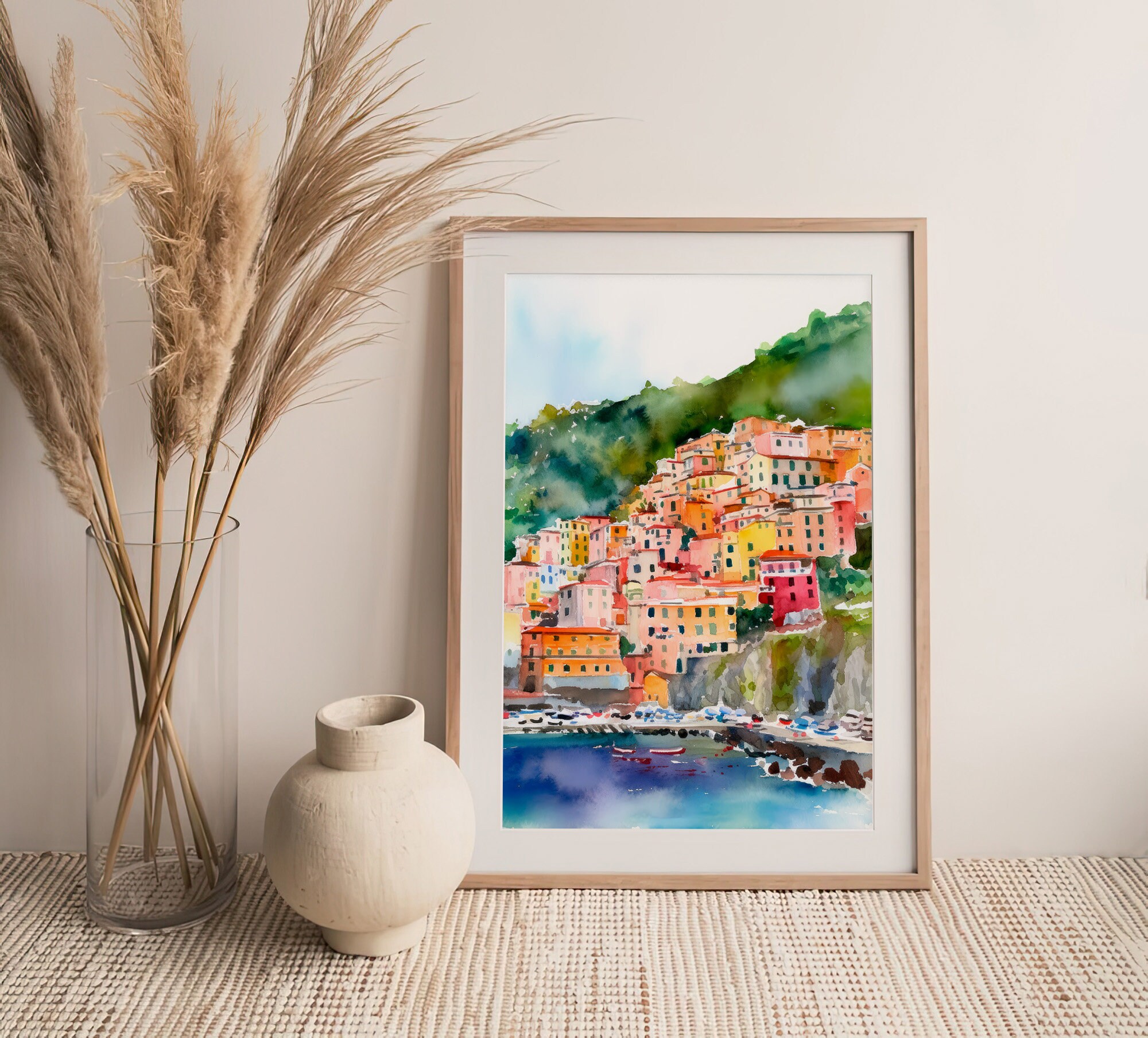 Positano Watercolor Painting Italy Landscape Art Print Cityscape ...