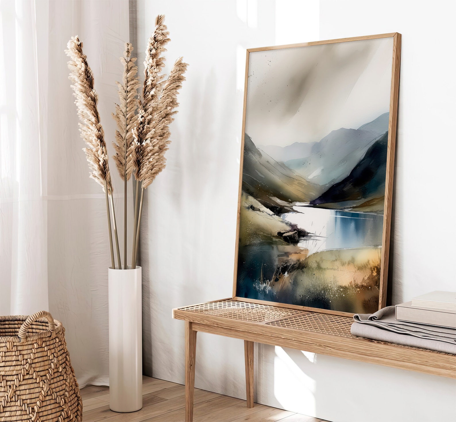 Lake District Watercolor Art Print England Neutral Landscape Artwork ...