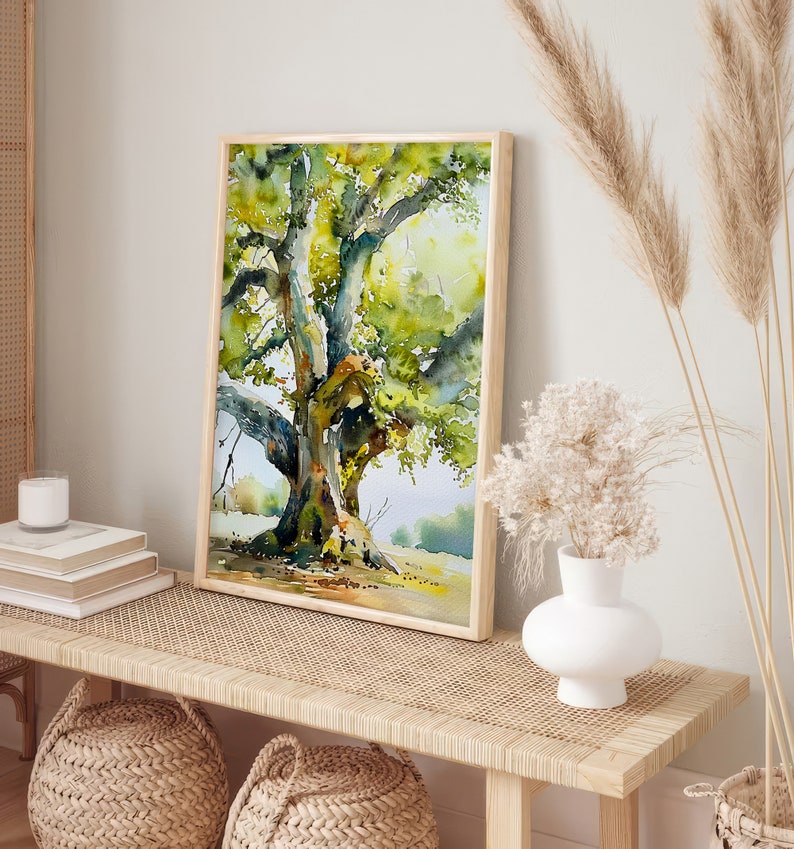 Oak Tree Watercolor Art Painting Louisiana Oak Park Painting Forest ...
