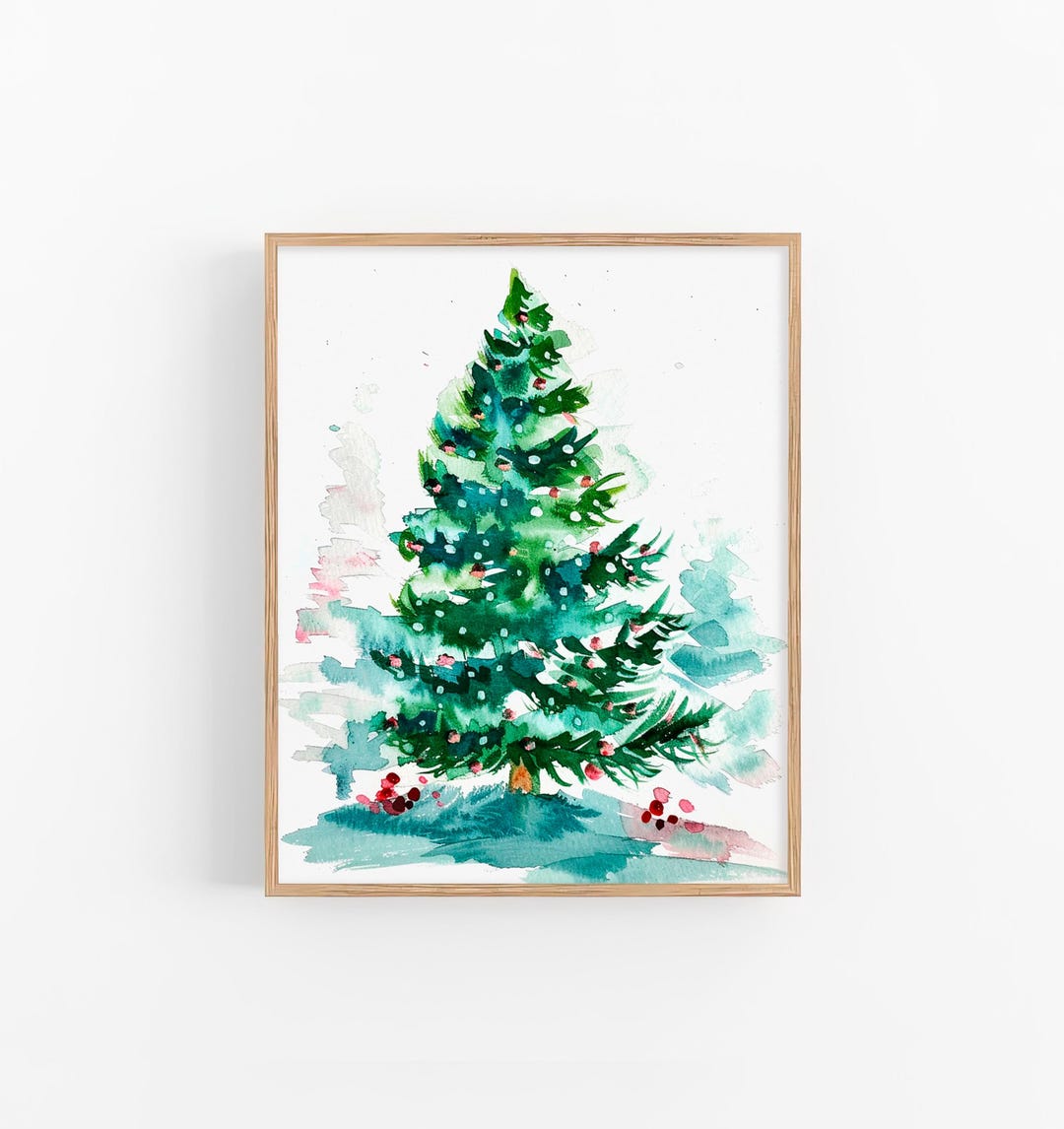 Christmas Pine Tree Watercolor Art Print Pine Trees Painting Minimalist ...