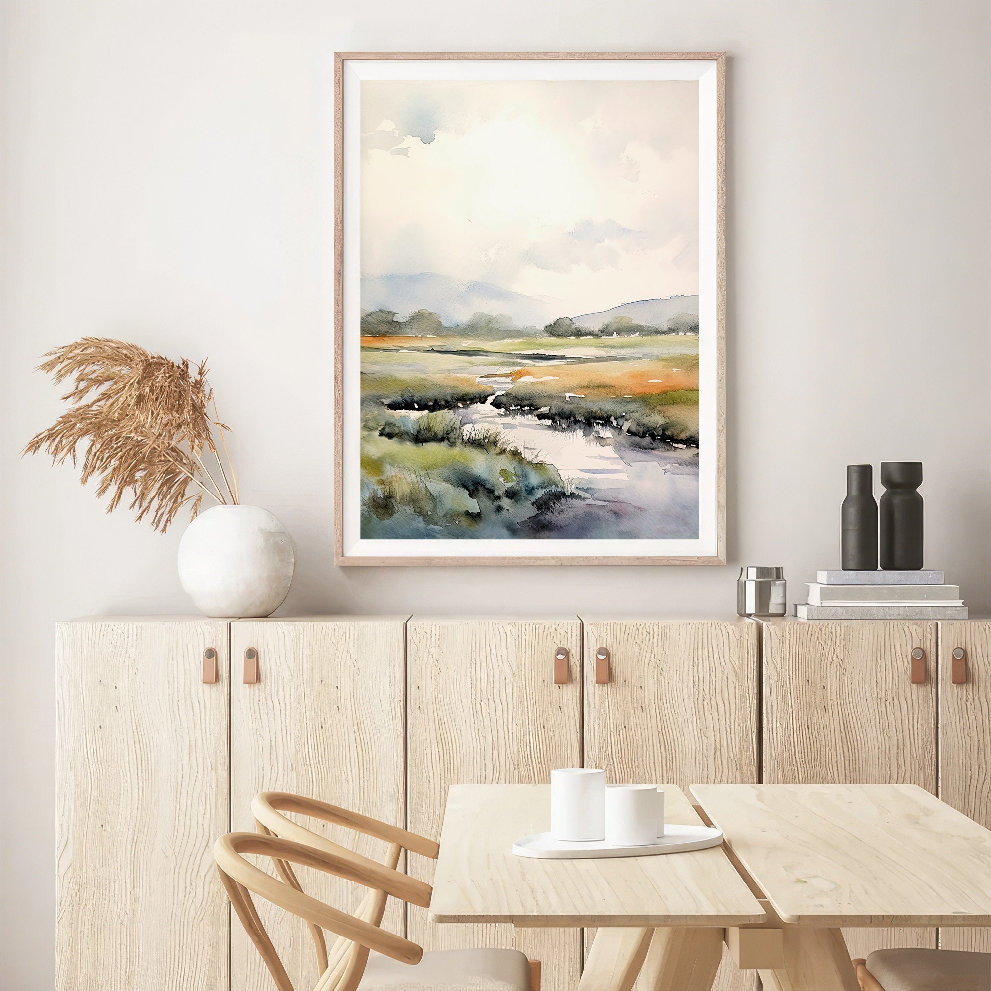 Ireland Fields Watercolor Art Print Irish Countryside Landscape ...