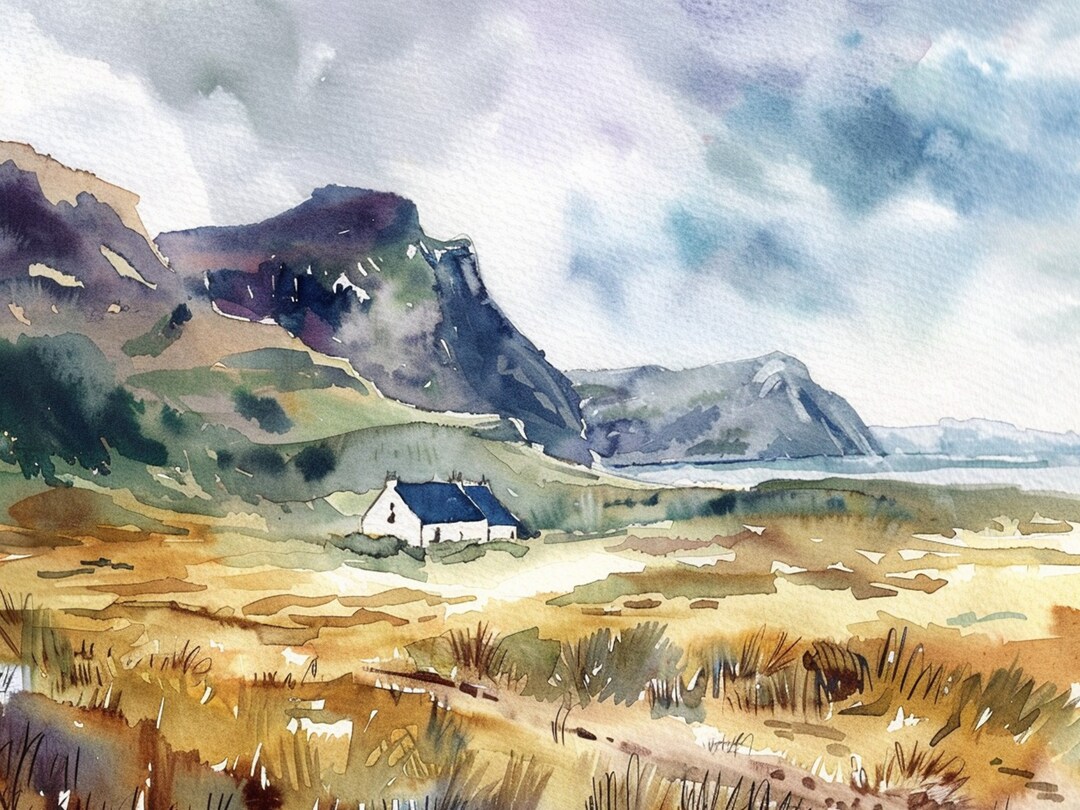 Isle of Skye Painting Scotland Countryside Art Print Scottish Neutral ...