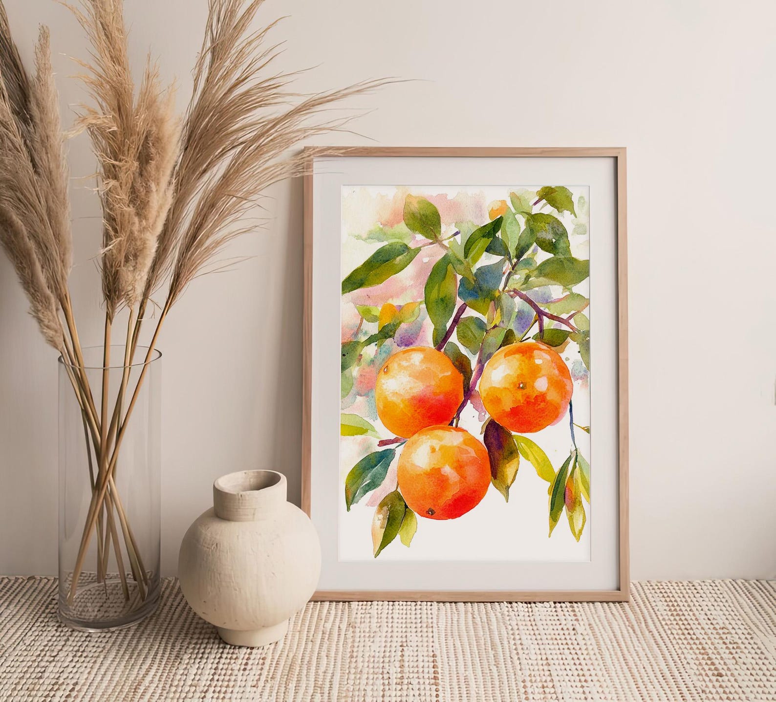 Orange Tree Watercolor Print Citrus Fruit Wall Art Kitchen Decor ...