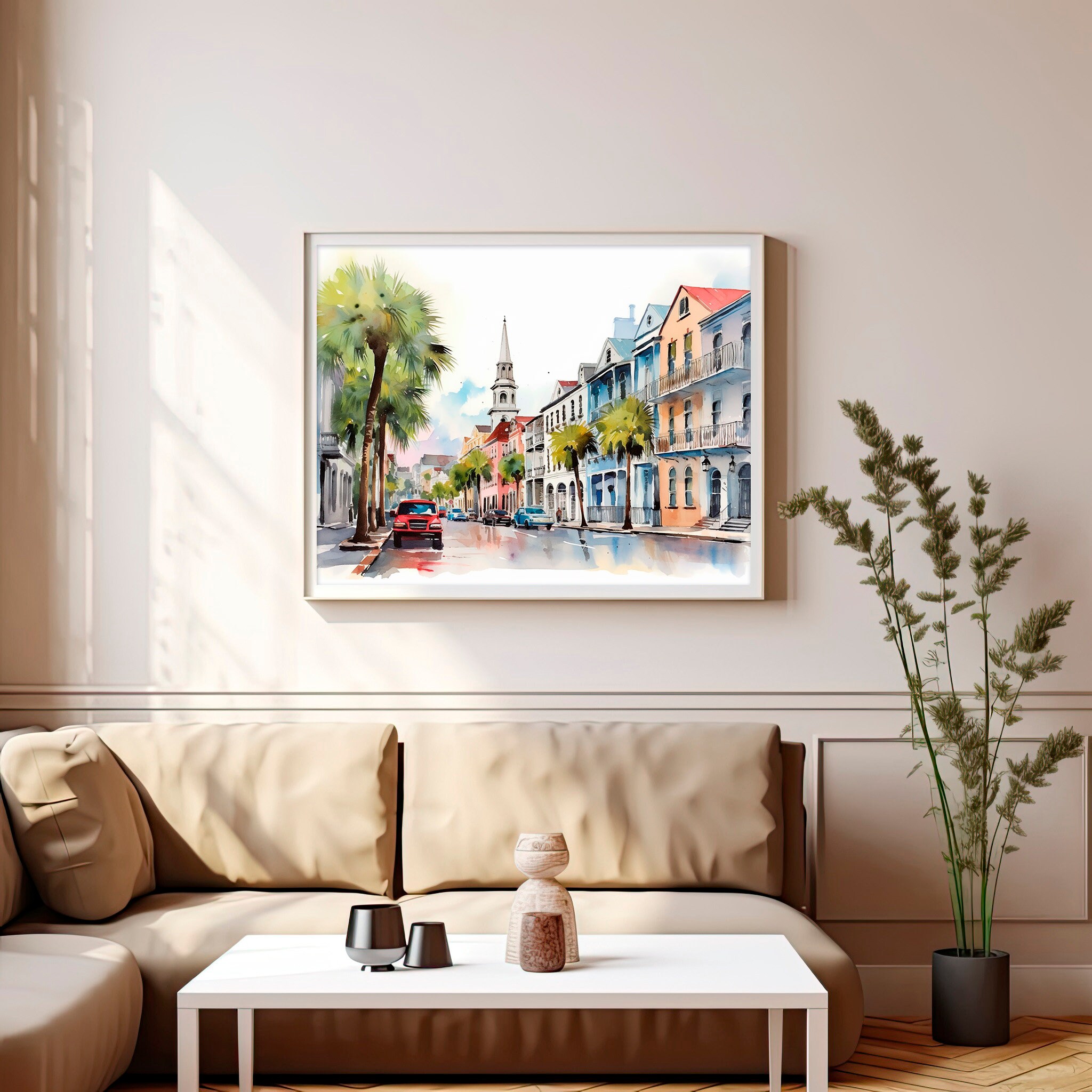 Charleston Watercolor Print Cityscape Art Painting Urban Landscape Wall ...