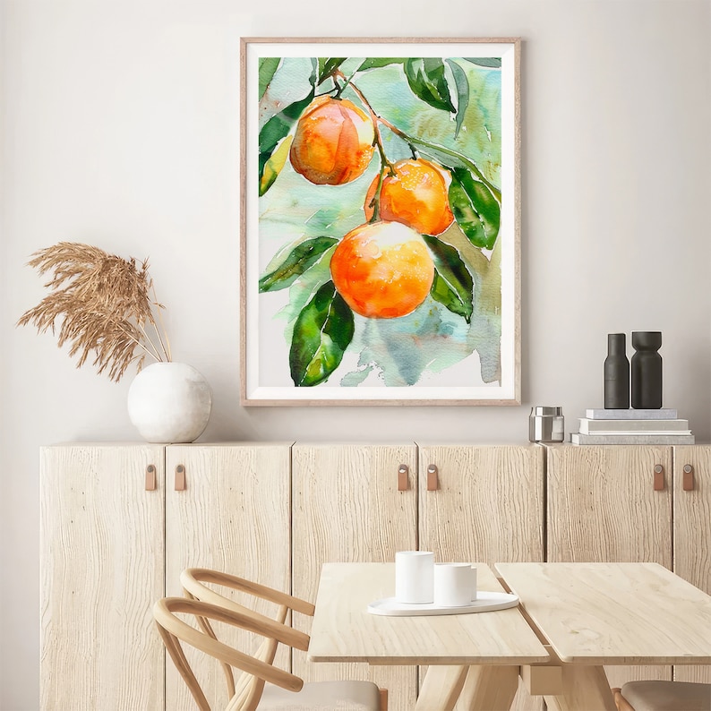 Orange Fruit Watercolor Painting Food Watercolor Art Print Kitchen Wall ...