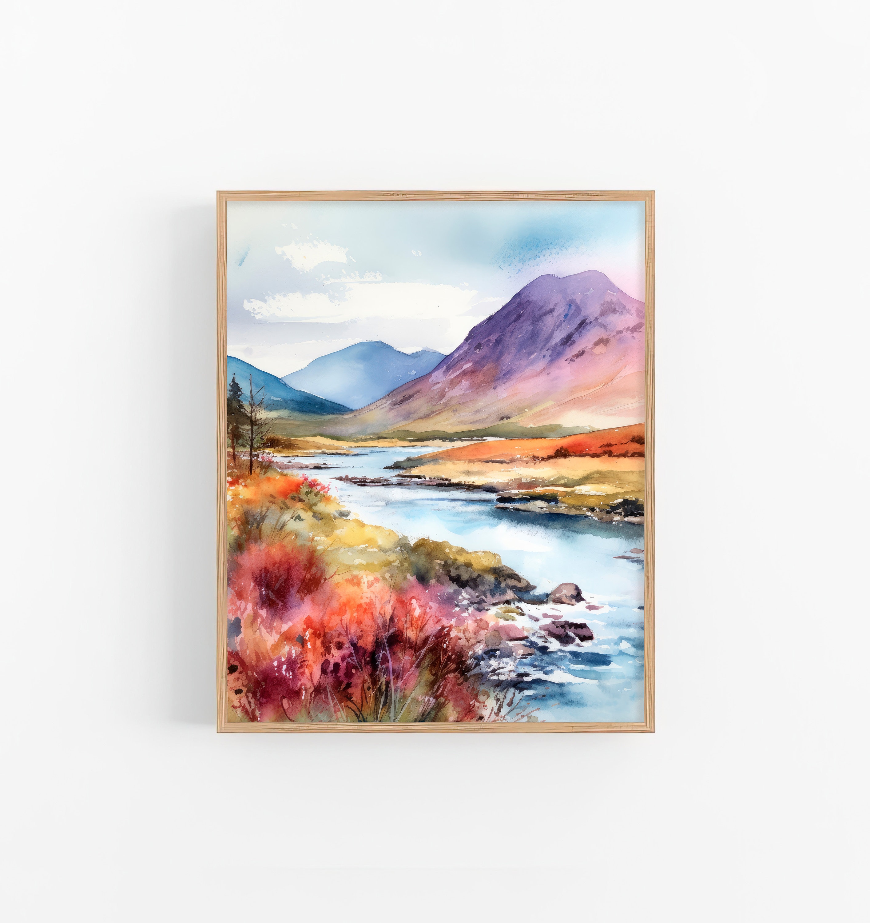 Glen Coe Watercolor Painting Scotland Landscape Art Print Mountains ...