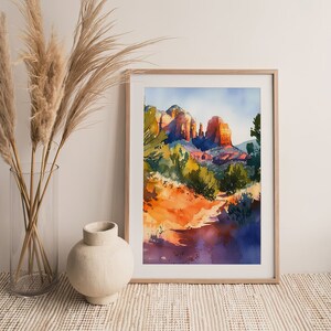 Arizona Watercolor Art Print Sedona Painting Mountains Watercolor Art ...