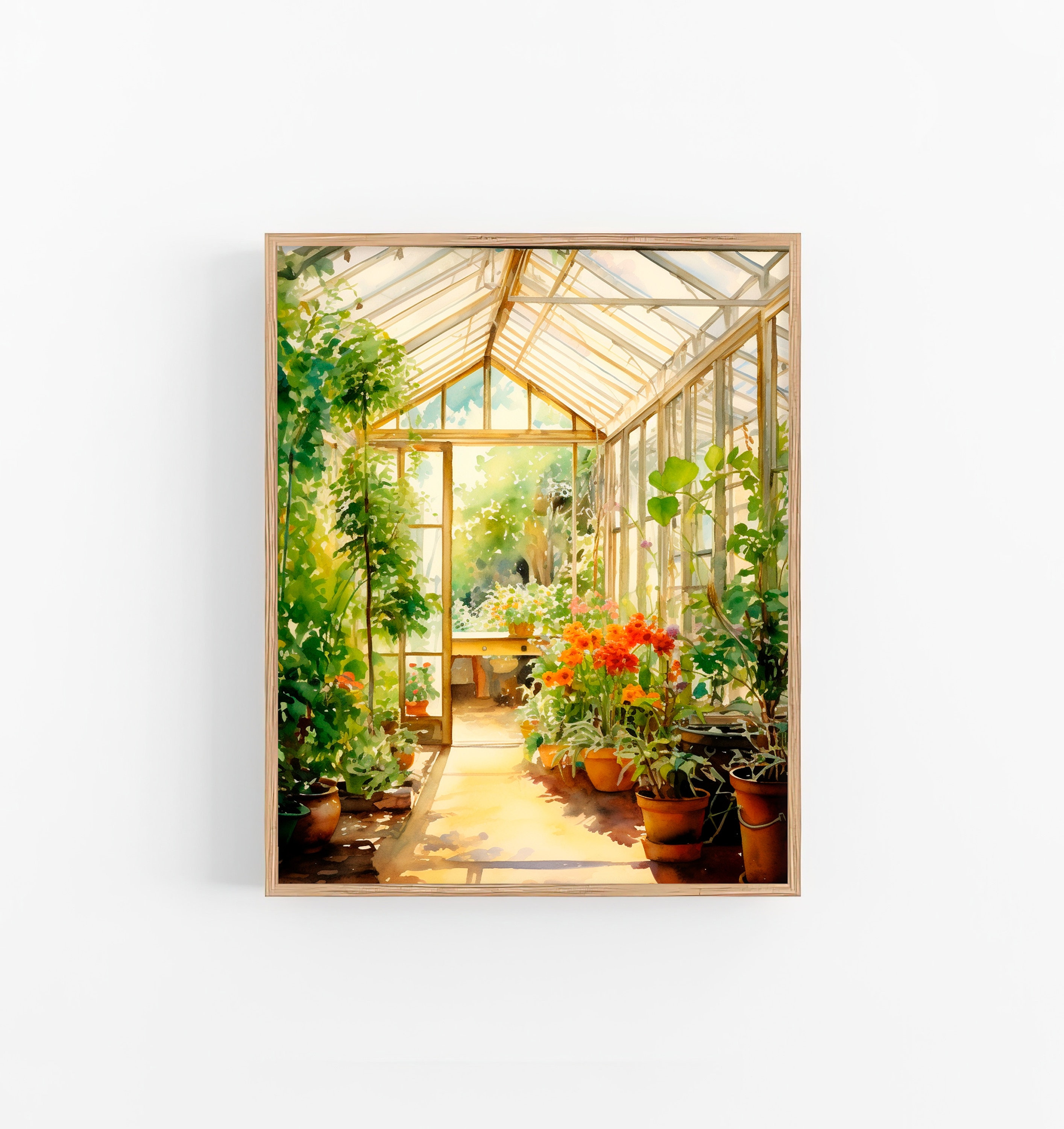 Greenhouse Watercolor Painting Plants Art Print Flowers Wall Art - Etsy