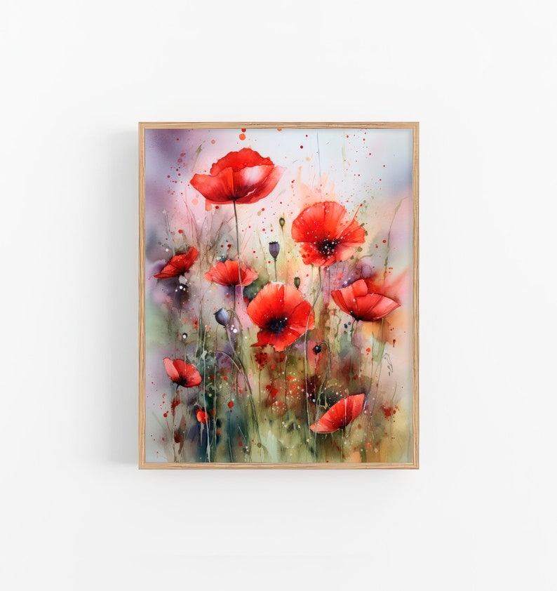 Red Poppy Watercolor Art Print Floral Artwork Flowers Watercolor Art - Etsy