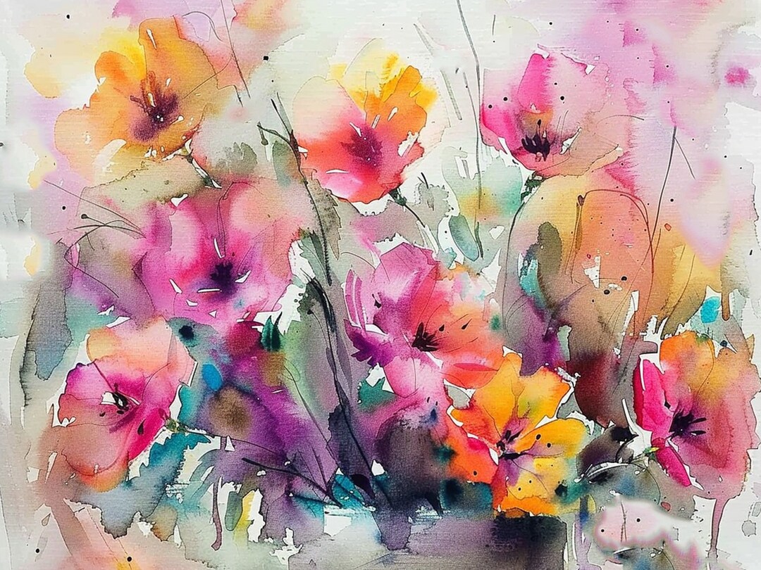 Pansy Flowers Art Print Spring Flowers Watercolor Painting Botanical ...