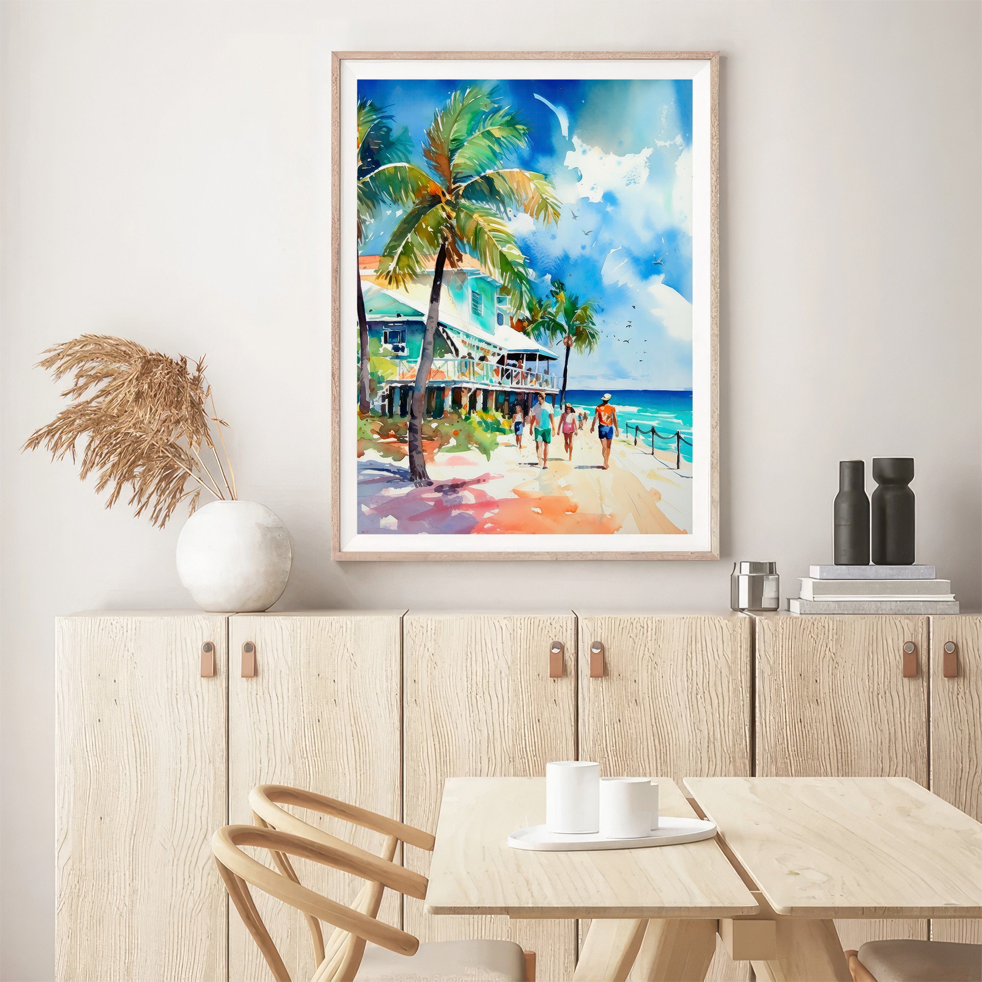 Siesta Key Beach Painting Florida Watercolor Art Print Palm Trees ...