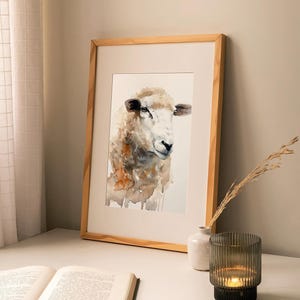 Sheep Watercolor Painting Farm Animals Watercolor Art Print Rustic Wall ...