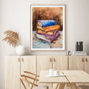 Books Watercolor Painting Old Book Library Art Print Books Farmhouse ...