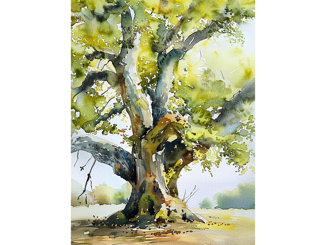 Oak Tree Watercolor Art Painting Louisiana Oak Park Painting Forest ...