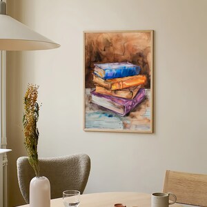 Books Watercolor Painting Old Book Library Art Print Books Farmhouse ...