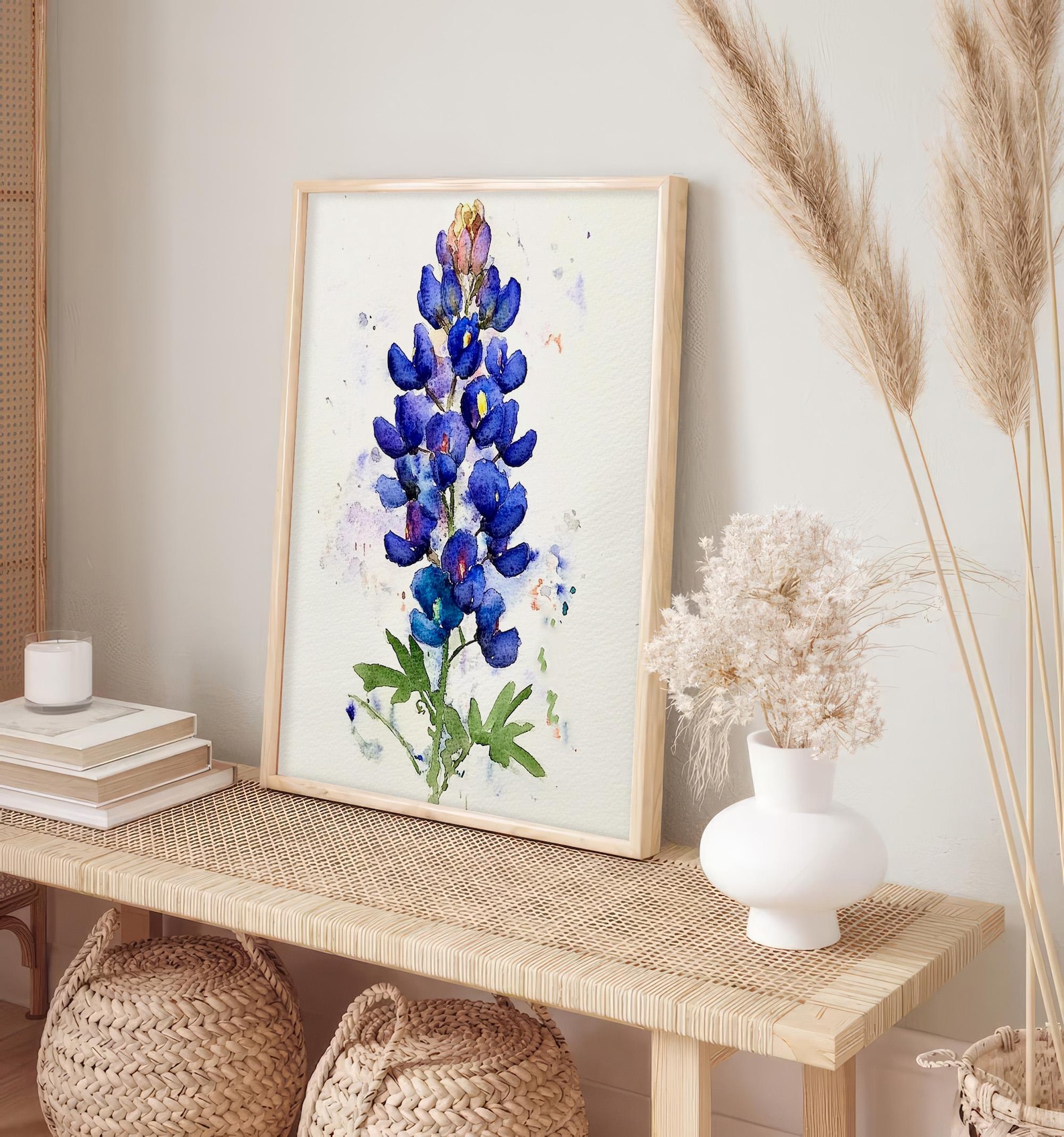 Bluebonnet Flower Watercolor Painting Flowers Watercolor Art Print ...