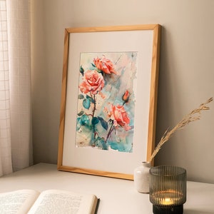 Rose Painting Spring Flowers Watercolor Art Print Floral Wall Decor ...