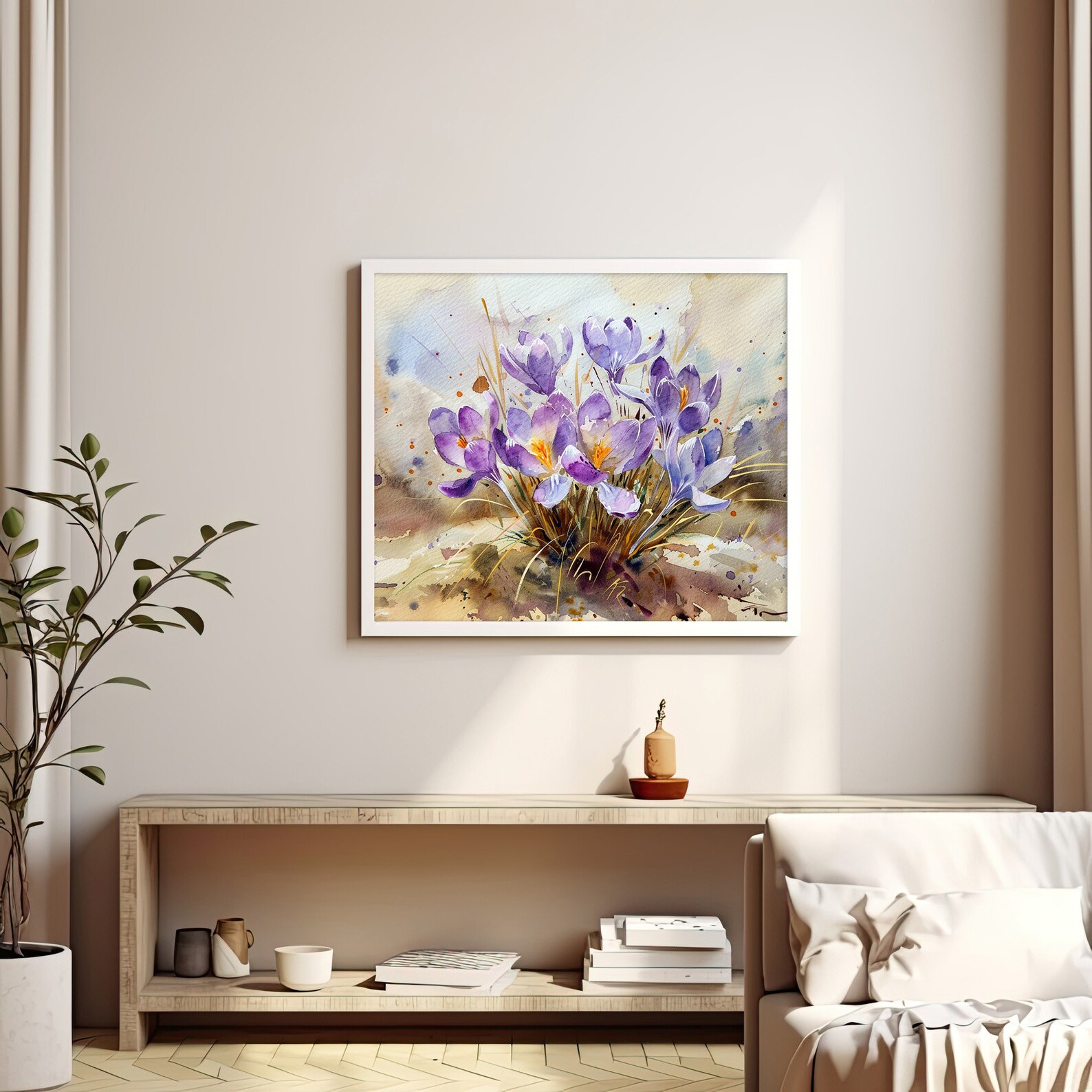 Crocus Watercolor Art Print Flowers Painting Spring Decor for Home ...
