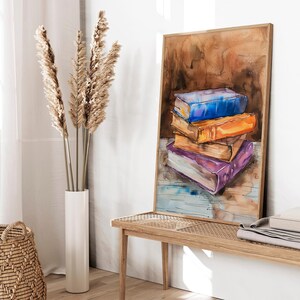 Books Watercolor Painting Old Book Library Art Print Books Farmhouse ...