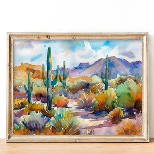 Arizona Watercolor Painting Sedona Art Print Cactus Watercolor Art ...