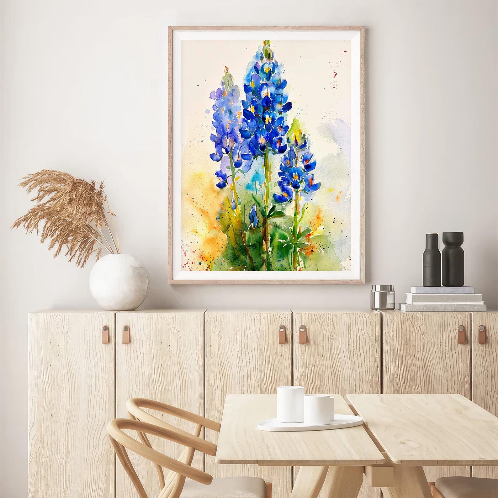 Bluebonnet Art Print Flowers Watercolor Painting Floral Wall Art Decor ...
