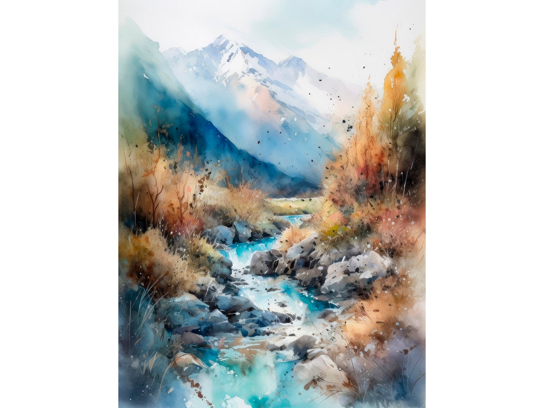 Mount Cook Watercolor Art Print New Zealand Painting Mountain Artwork ...