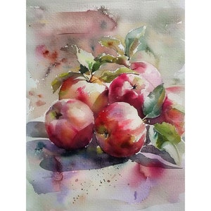 Apple Watercolor Painting Fruit Watercolor Art Print Apple Artwork ...