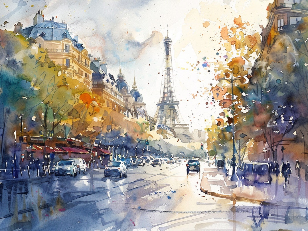 Paris Watercolor Painting Paris Cityscape Art Print France City Wall ...