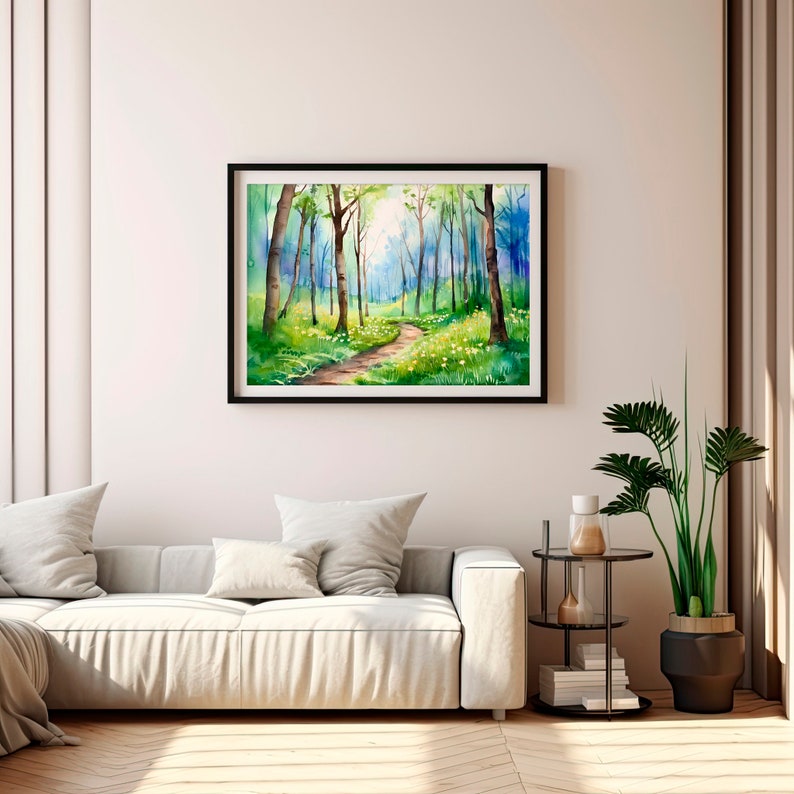Spring Forest Watercolor Painting Spring Scene Watercolor Artwork New ...