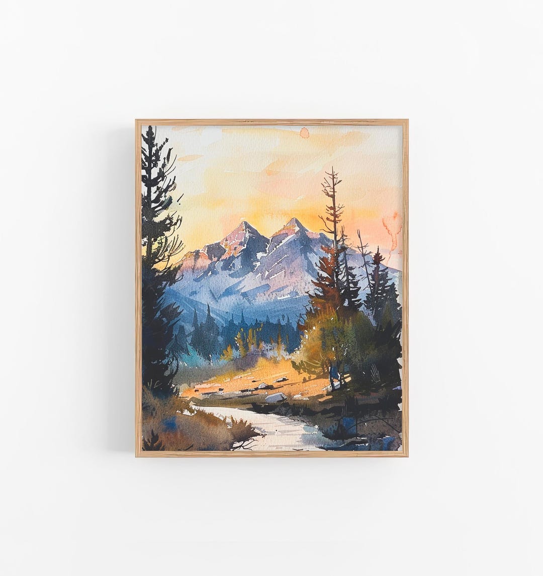 Colorado Landscape Watercolor Art Print Pine Trees Art Print Mountains ...