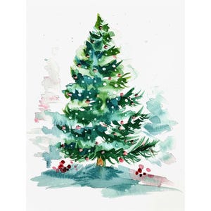 Christmas Pine Tree Watercolor Art Print Pine Trees Painting Minimalist ...