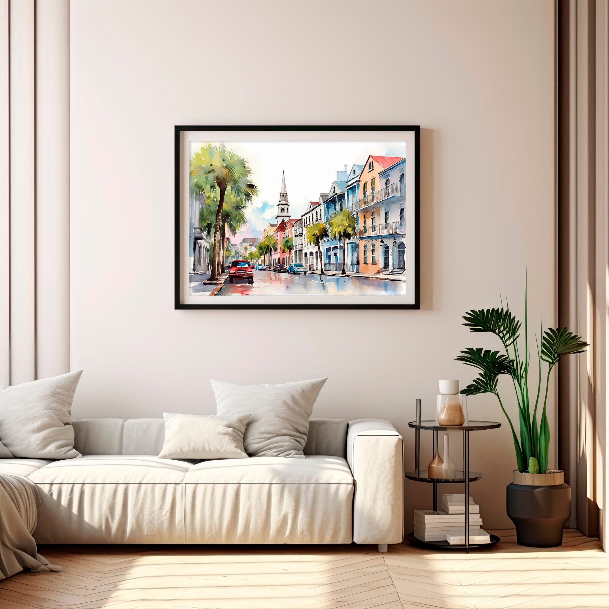 Charleston Watercolor Print Cityscape Art Painting Urban Landscape Wall ...