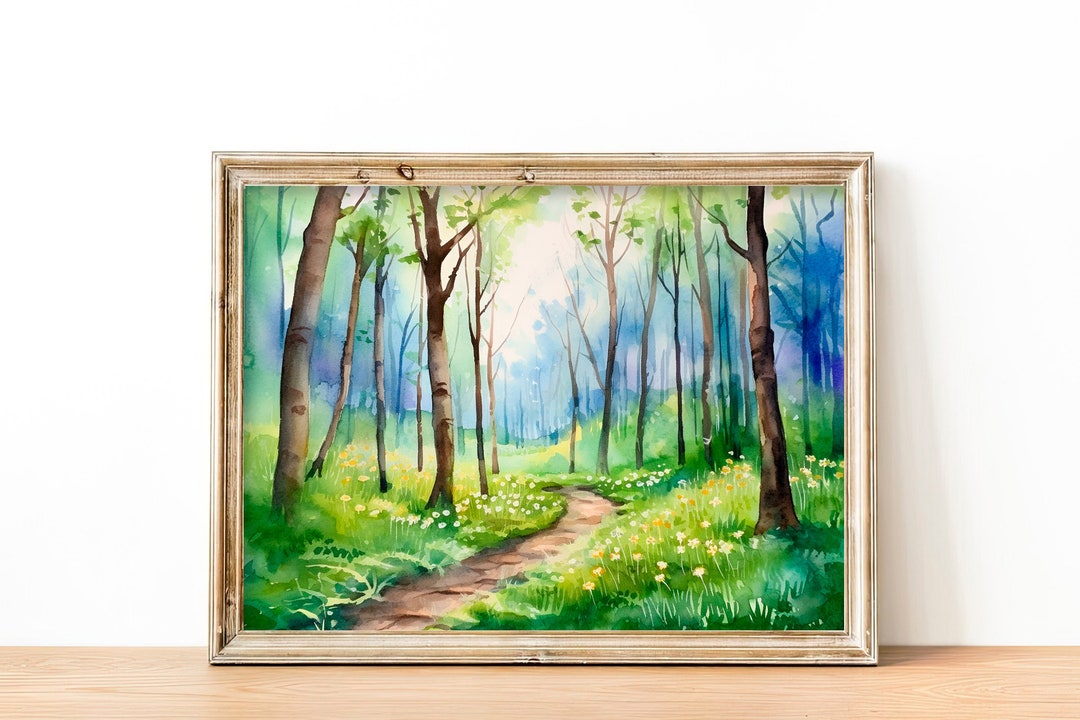 Spring Forest Watercolor Painting Spring Scene Watercolor Artwork New ...