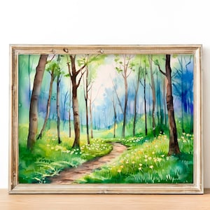 Spring Forest Watercolor Painting Spring Scene Watercolor Artwork New ...