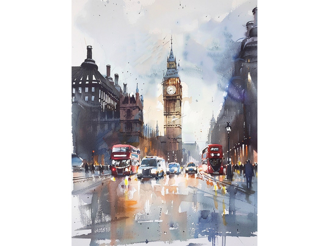 London Watercolor Painting England Art Print Travel Wall Art London ...