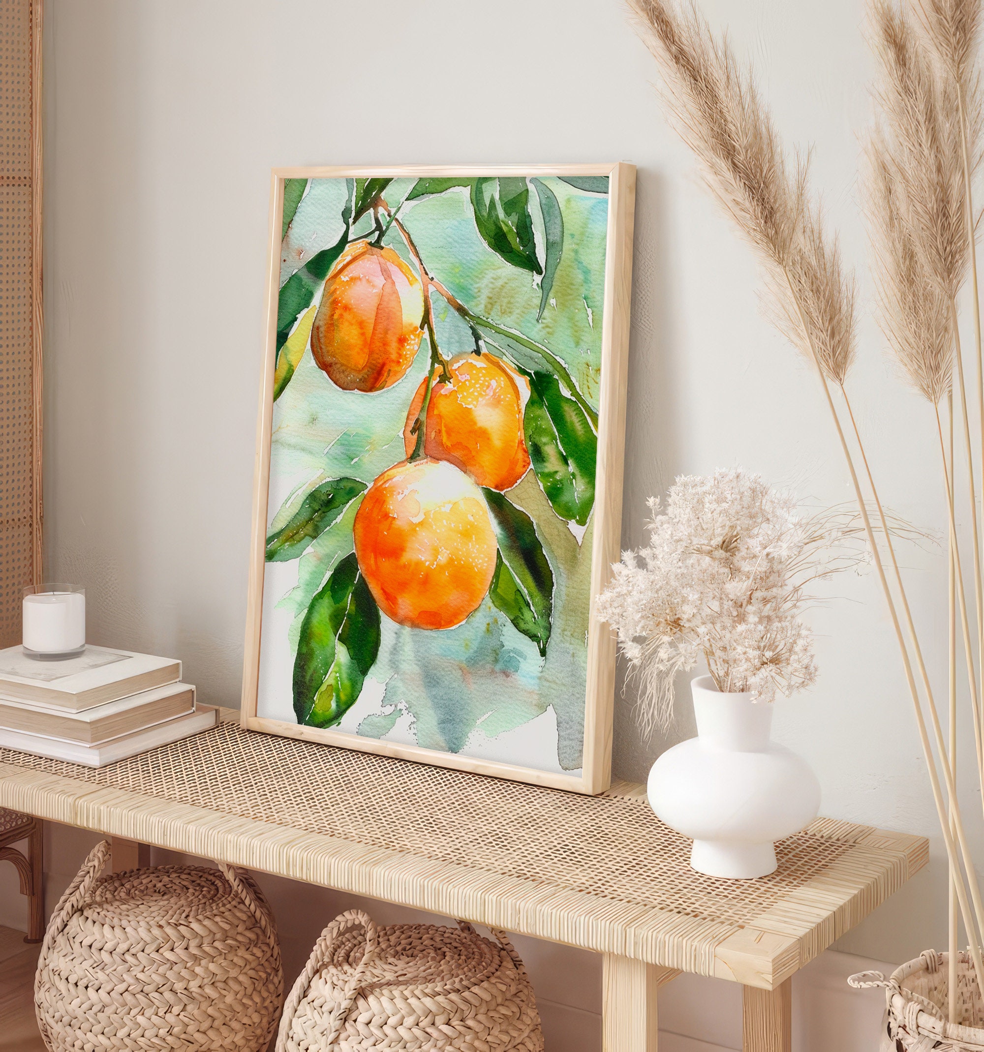 Orange Fruit Watercolor Painting Food Watercolor Art Print Kitchen Wall ...