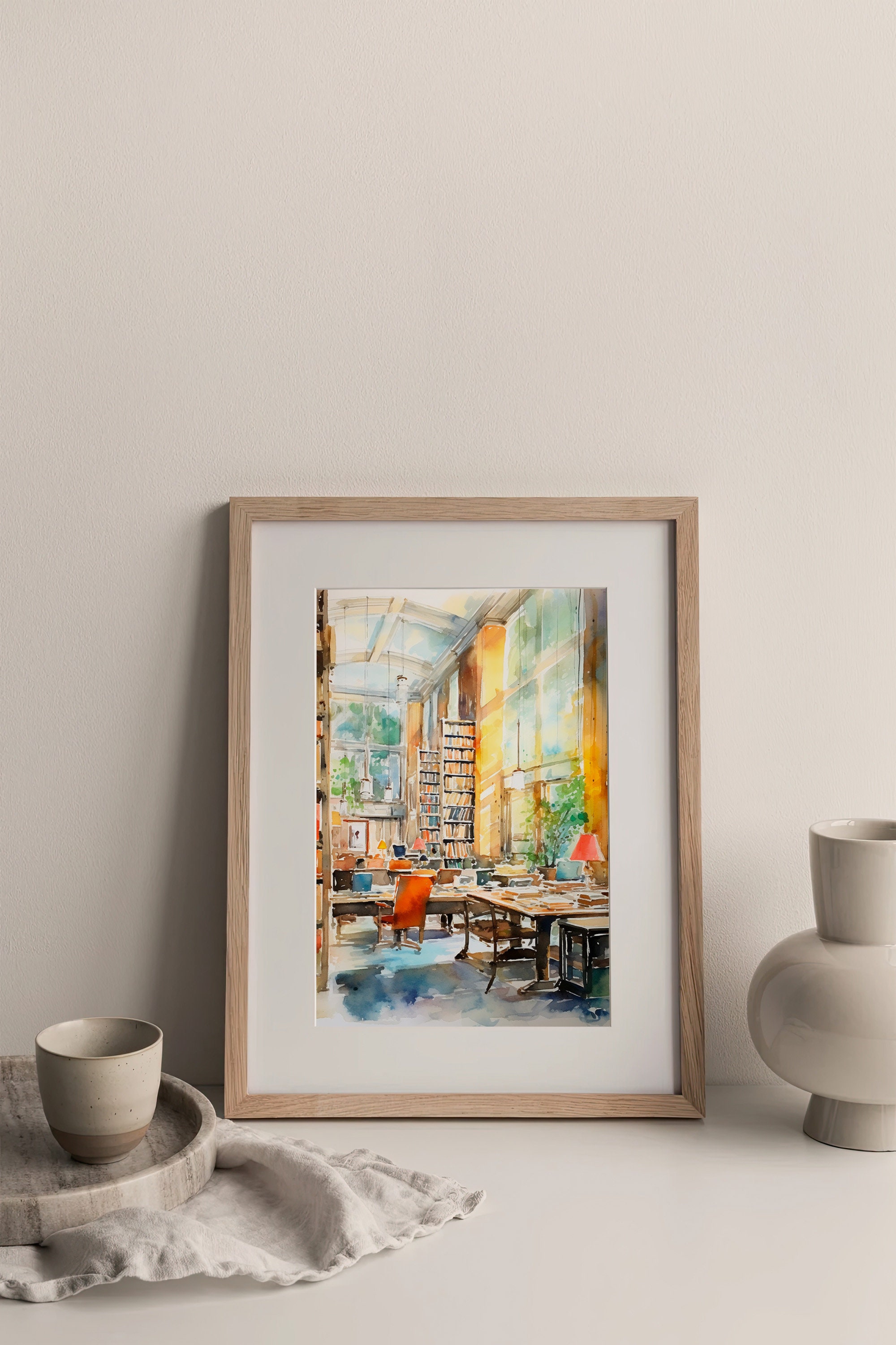 Boston Library Watercolor Painting Library Art Print Books Wall Art by ...