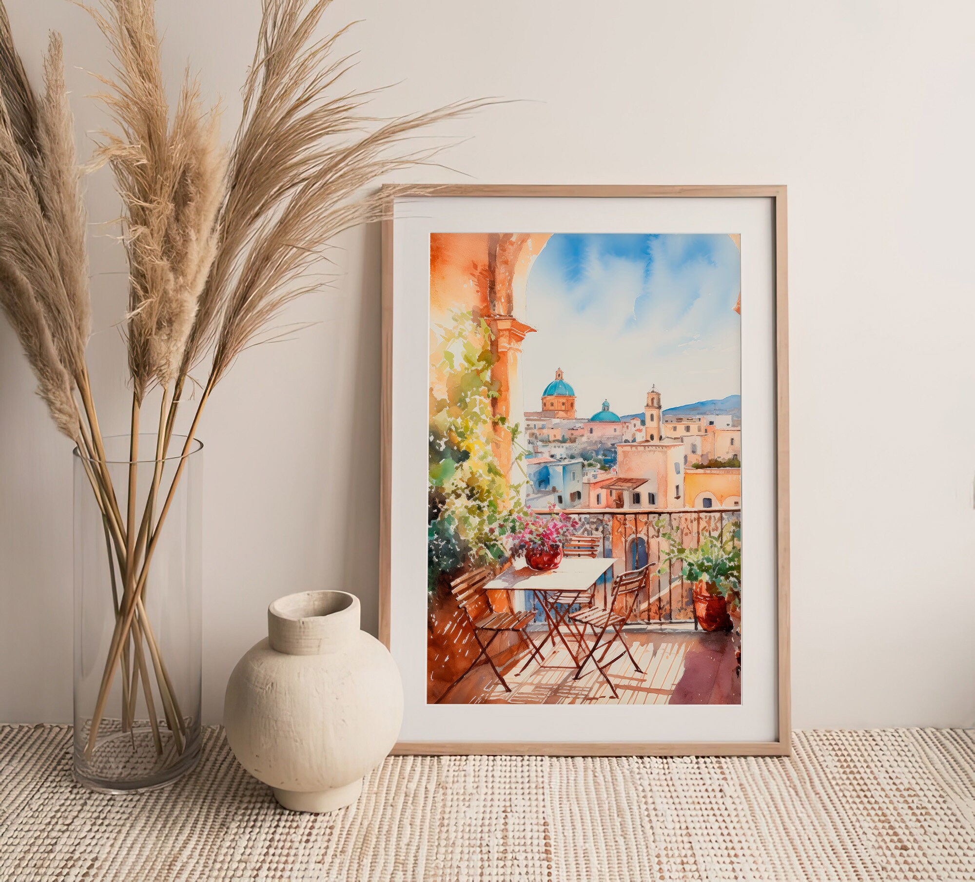 Sicily Painting Italy Watercolor Art Print Cityscape Artwork Travel Art ...