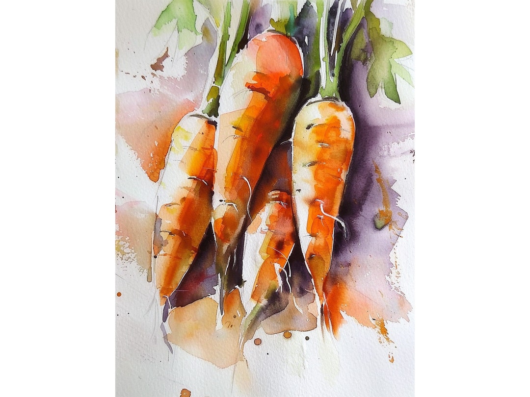Carrots Painting Food Watercolor Art Print Vegetables Wall Art Print ...