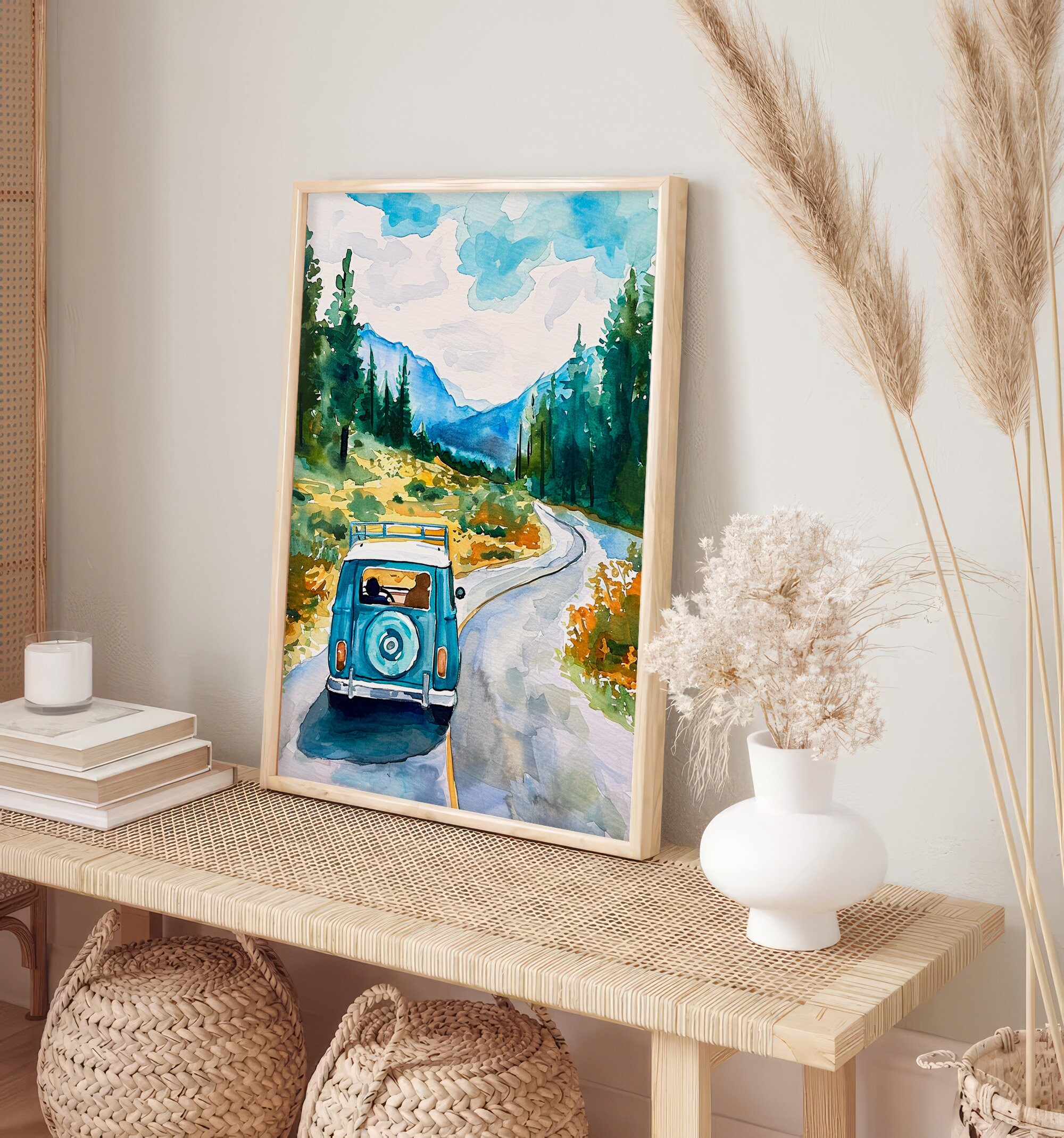 Road Trip Watercolor Art Print Adventure Painting Canada Landscape Wall ...