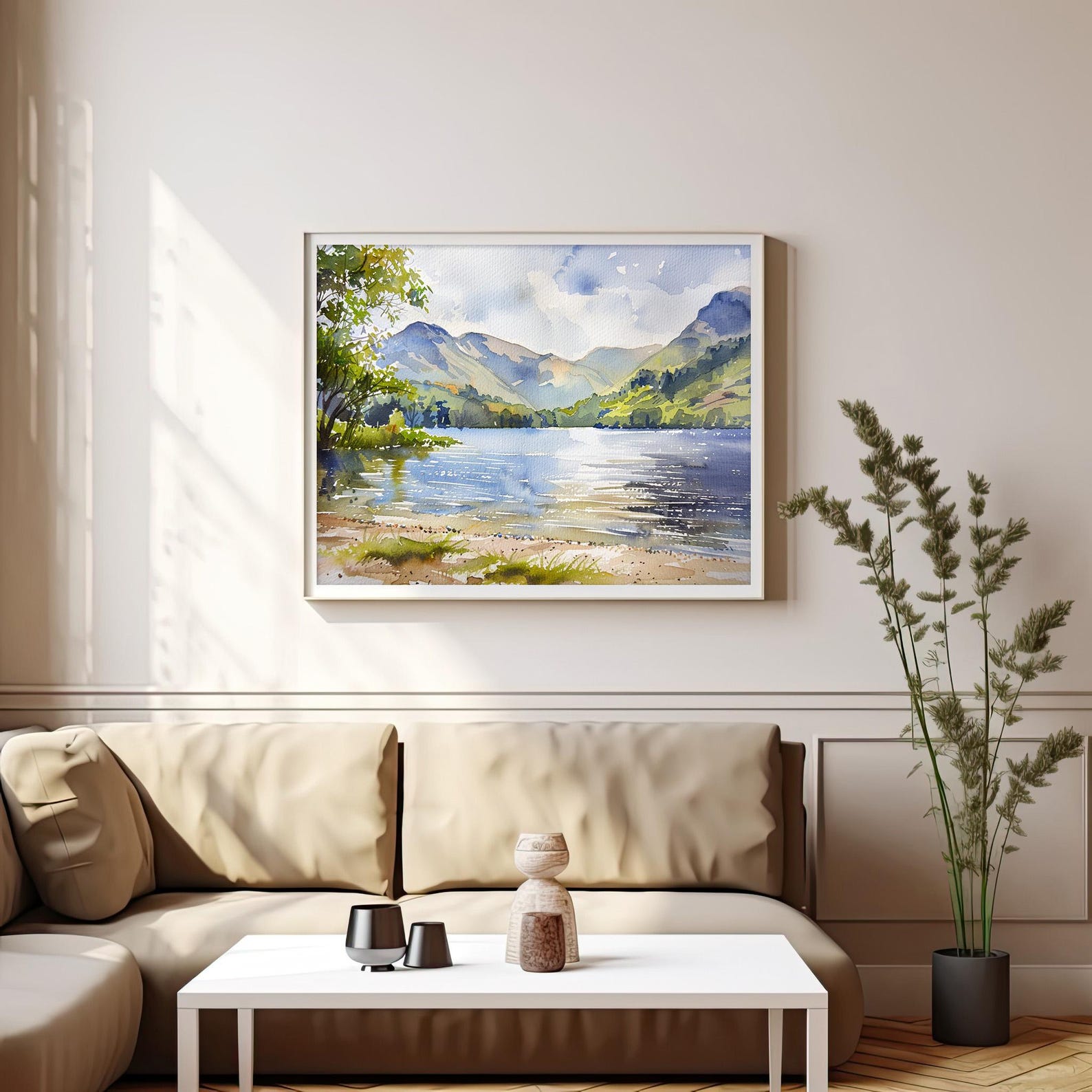 Lake Windermere Watercolor Painting Lake District Landscape Art Print ...
