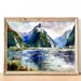 Milford Sound Watercolor Art Print New Zealand Landscape Mountains ...