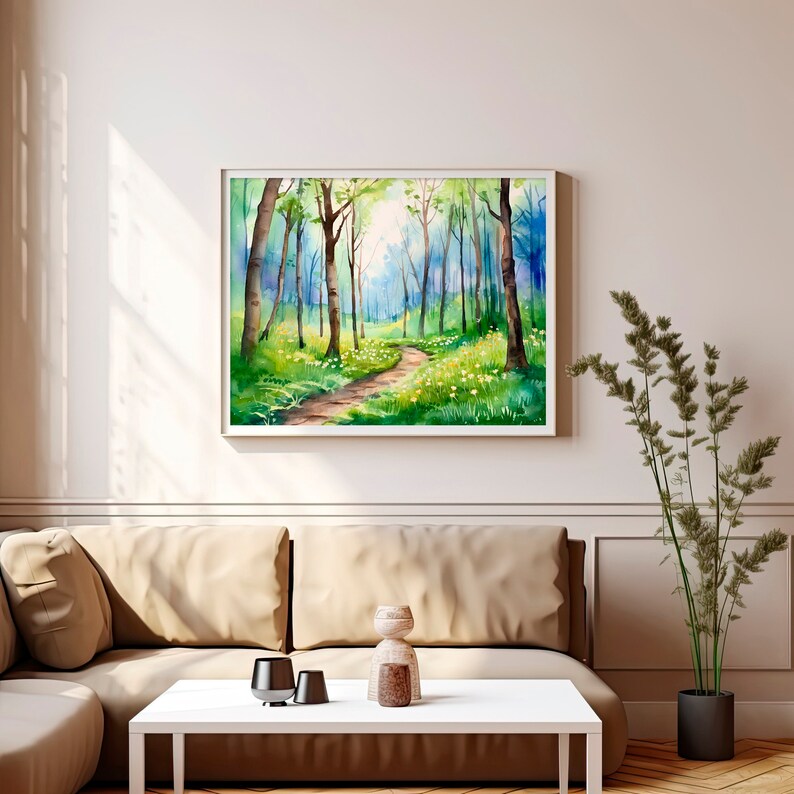 Spring Forest Watercolor Painting Spring Scene Watercolor Artwork New ...